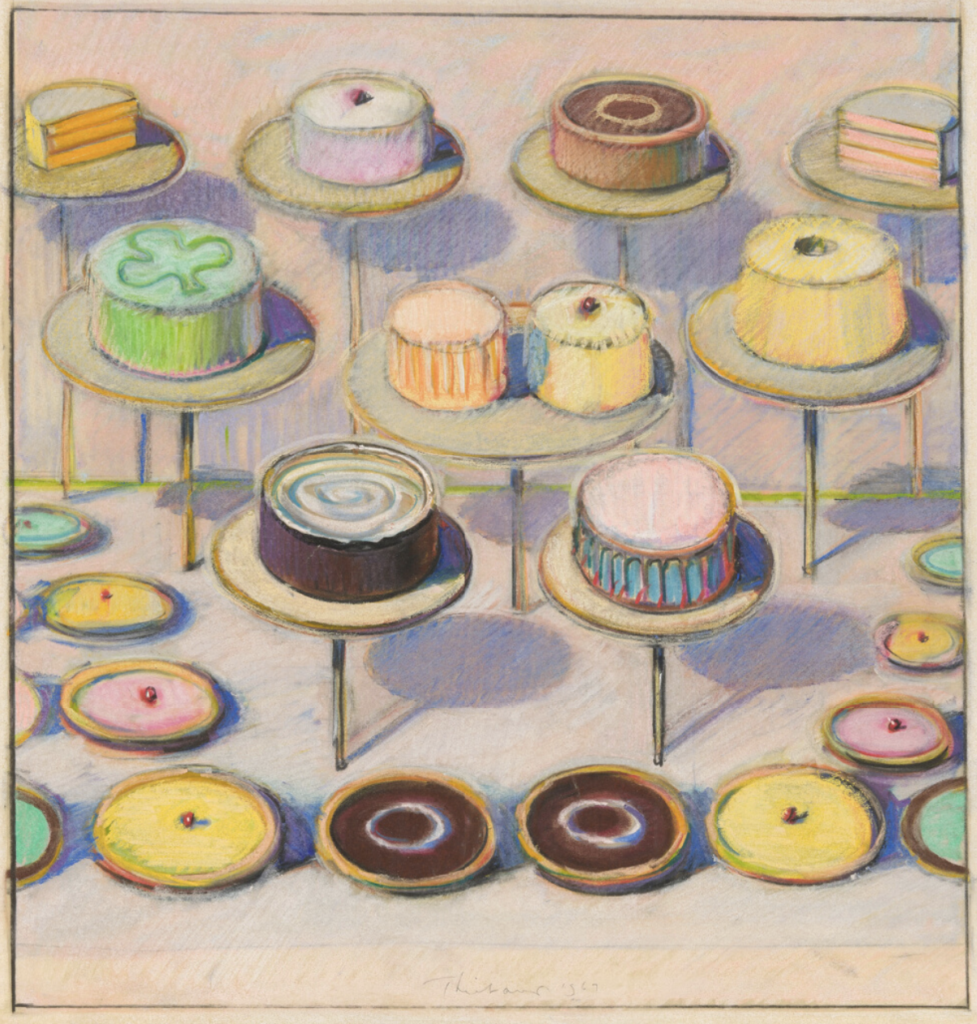 Wayne Thiebaud - Cakes, Pie, And Watermelon - Pastel Today